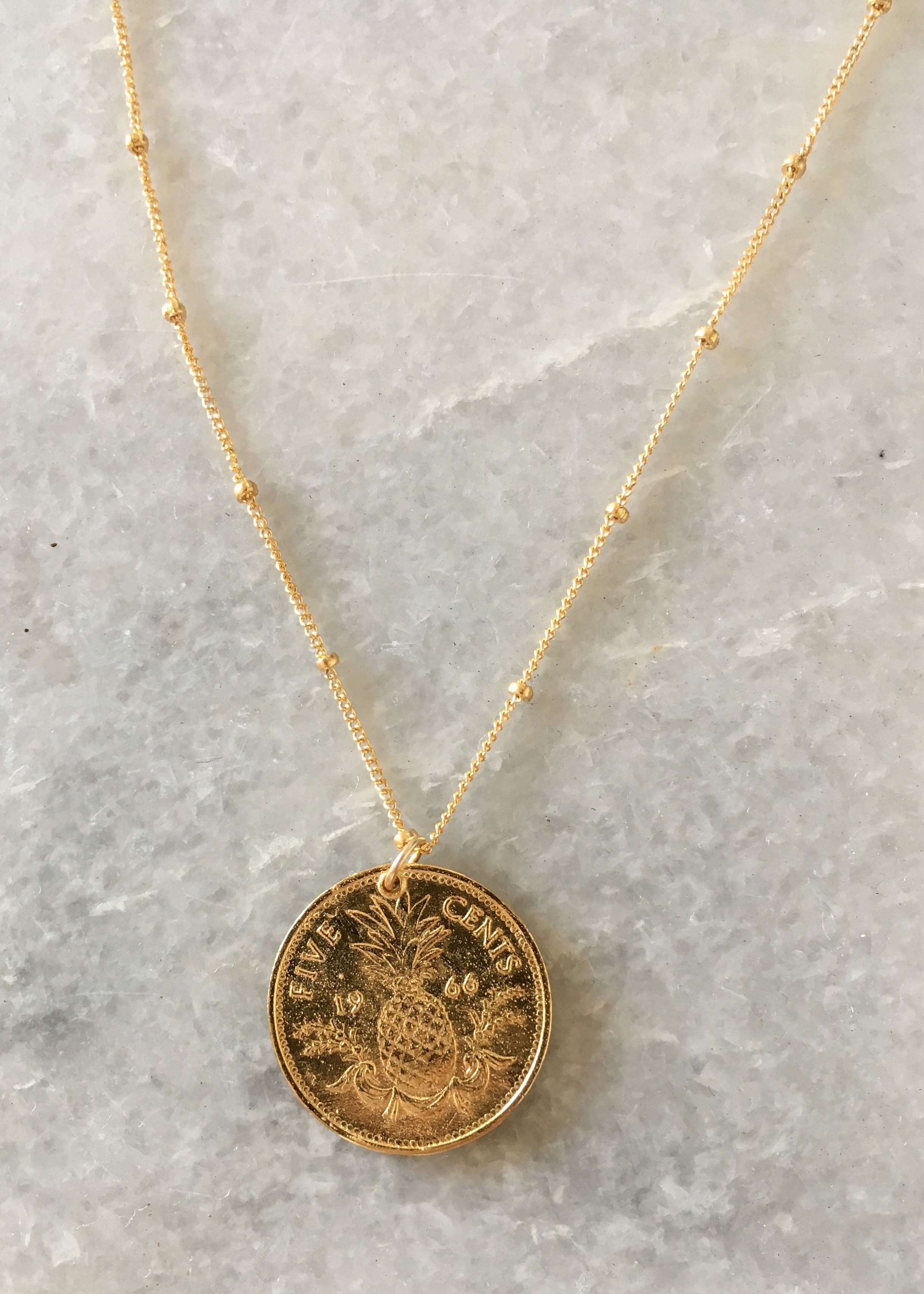Pineapple Coin Necklace - 14k GF – AMĒNAH